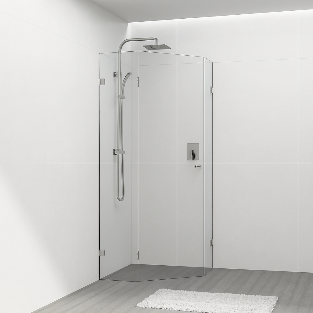 BRUSHED NICKEL Frameless Diamond Hinge Door (W2W) Online | KNB ...