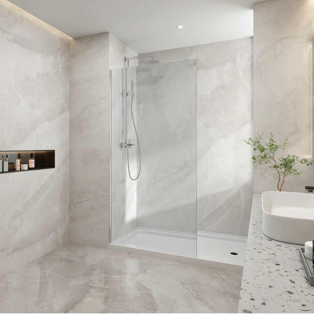 CHROME Frameless Glass Panel with Wall Channel Online | KNB Specialists ...